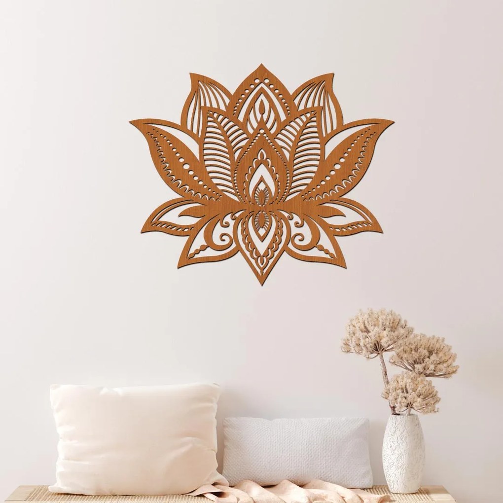 dřevo života Dřevěná mandala na zeď PLOVOUCÍ KVĚT Zvolte rozměr (cm): 95x80, Zvolte barvu dekoru: Černá
