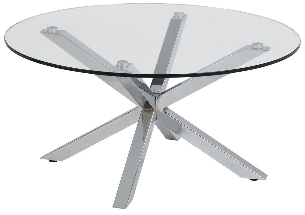 Kulatý konferenční stolek Skleněná deska Černé nohy HONI