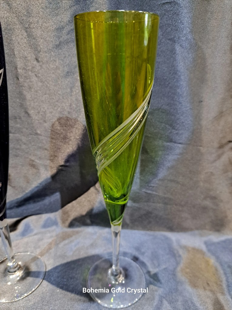 Sklenice na šampaňské,  brus spirála, 180 ml, 2 ks - Vzor 2