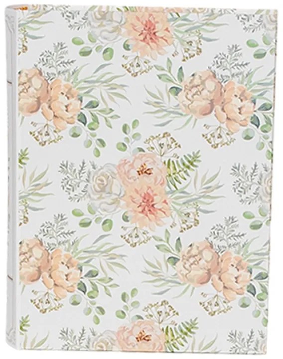 Sada 3 bílých úložných boxů ve tvaru knihy s oranžovými květy – 29x24x7/25x20x6/22x16x5 cm