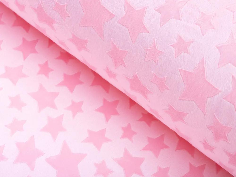 Biante Dětský povlak na polštář Minky hladký MKH-005 Hvězdičky - Světle růžový 30 x 50 cm