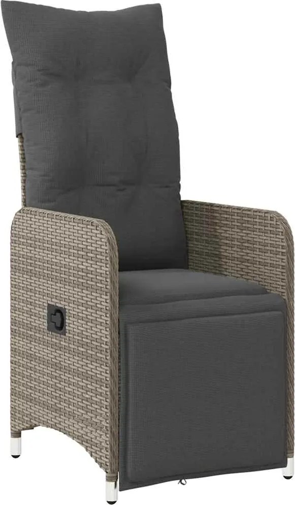 7dílný zahradní bistro set s poduškami šedý polyratan 3277171