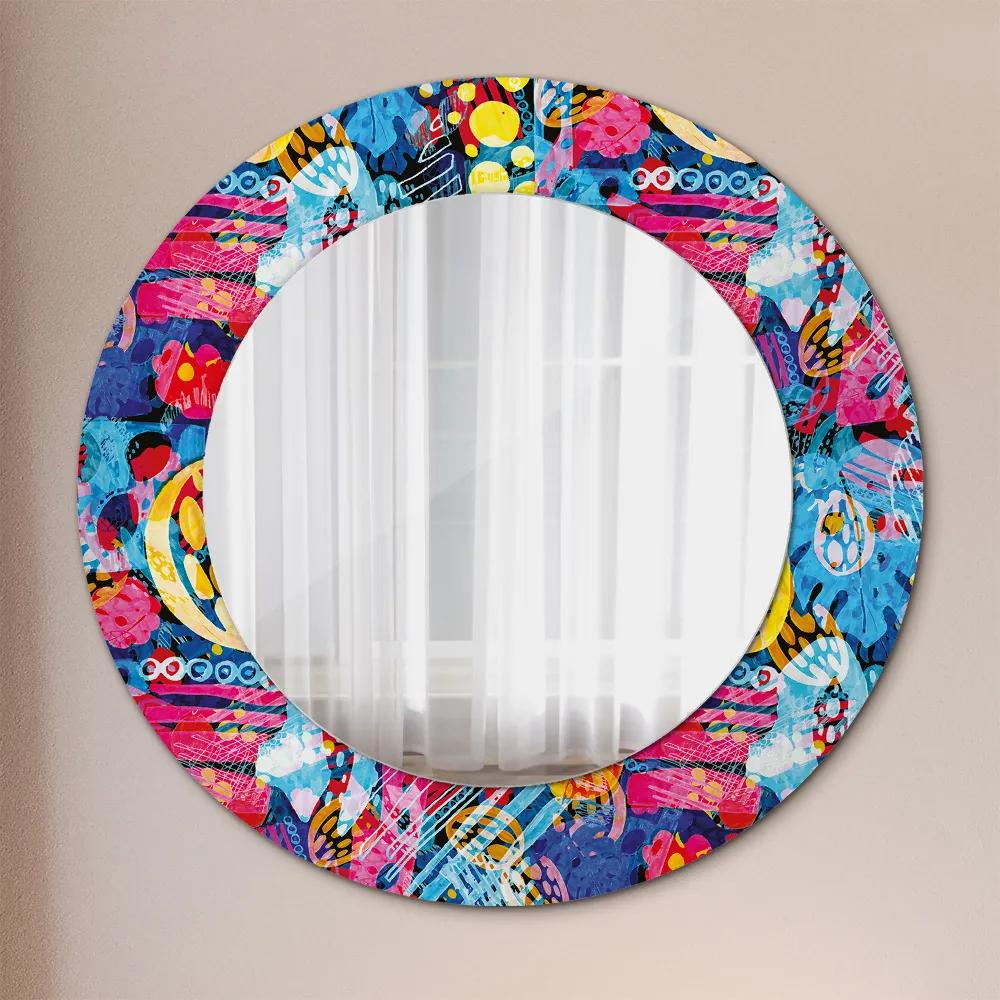 Kulaté dekorativní zrcadlo Barevné čmáraní fi 50 cm