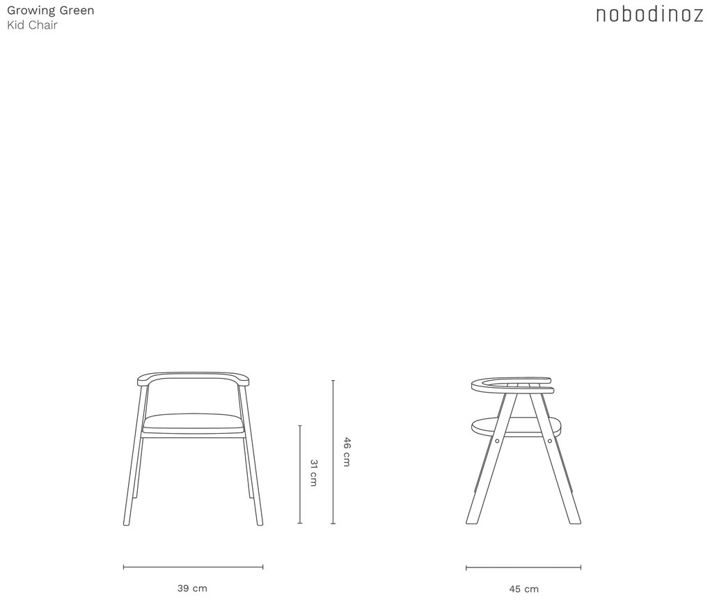 Nobodinoz Growing Green set Dětská židlička a stoleček Natural Oak
