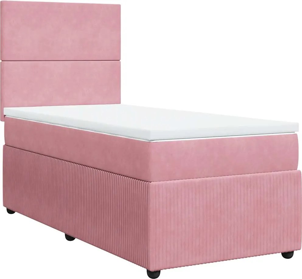 Box spring postel s matrací růžová 90x200 cm samet 3292237