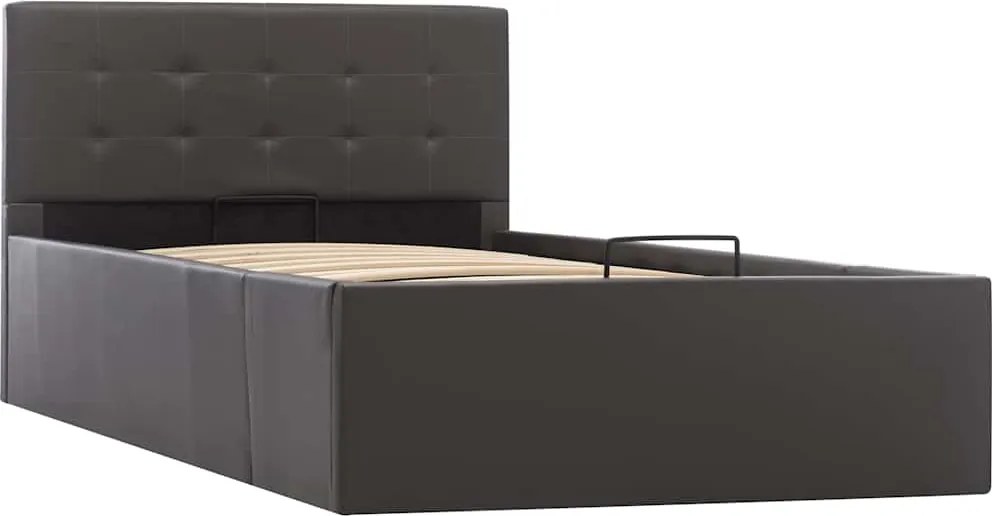 Rám postele zvedací úložný prostor šedý umělá kůže 90 x 200 cm 285522