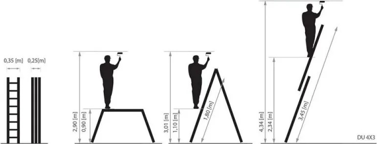 Multifunkční žebřík 4x3 příčky DRABEST DU4x3 HOME 150 kg
