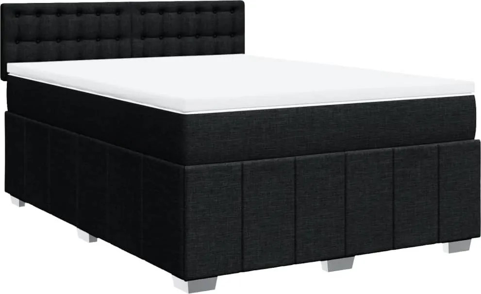 Box spring postel s matrací černá 160x200 cm textil 3287135