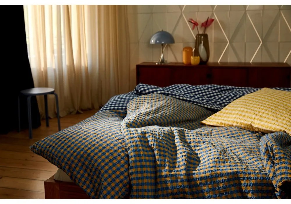 Tmavě modré krepové povlečení na jednolůžko/prodloužené 150x210 cm Bæk&Bølge – JUNA