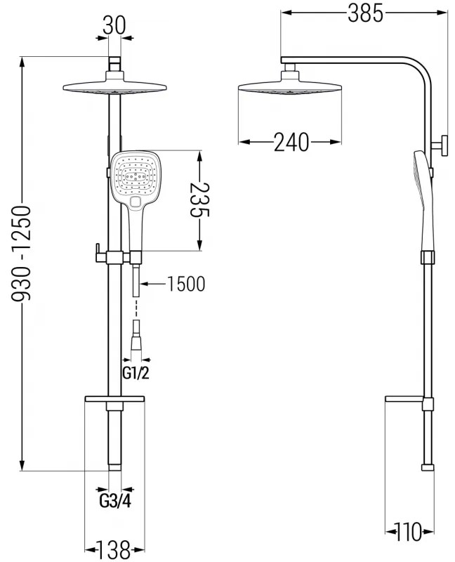 Mexen - Sprchový sloup Q17, chrom/bílá, 798171795-02