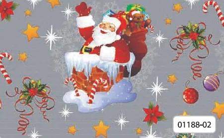 Sanem Plastik PVC ubrus vánoční 1188-01 (Santa v komíně) -- ks -- 140x180 cm Barva: zlatá, rozměr: 140 cm x 180 cm