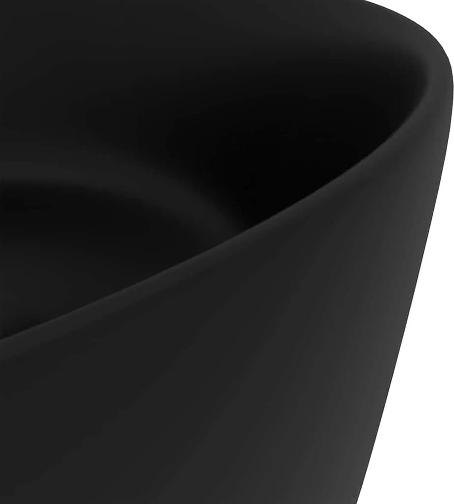 Luxusní umyvadlo kulaté matné černé 40 x 15 cm keramické 147019