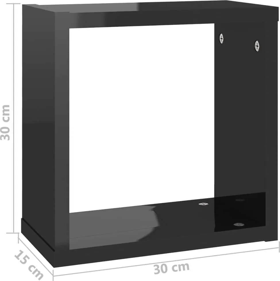 vidaXL Nástěnné police kostky 4 ks 30 x 15 x 30 cm [807020] Barva: černá s vysokým leskem