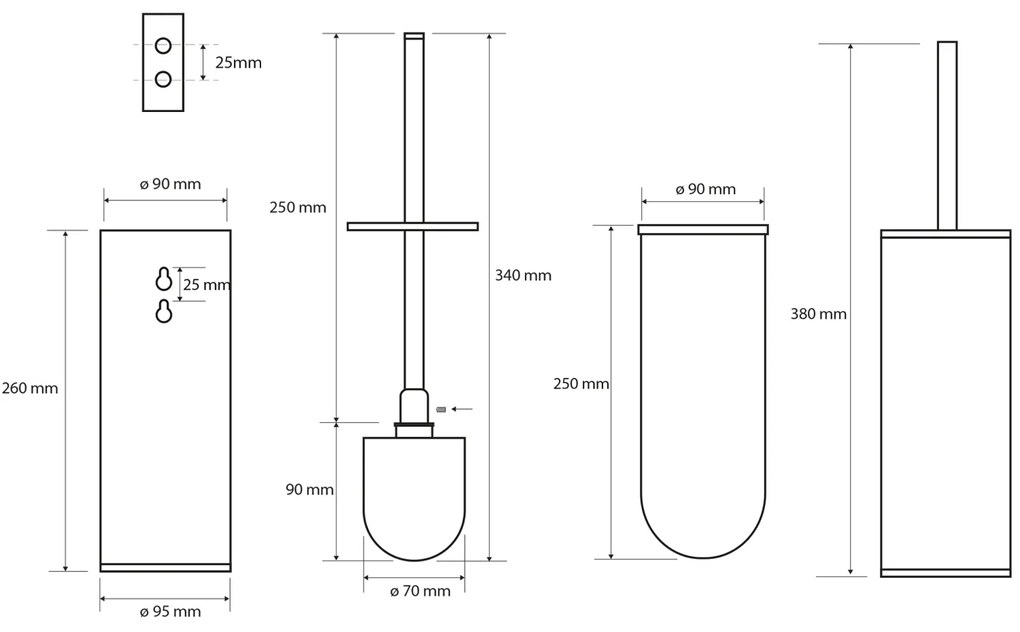 Sapho X-STEEL WC štětka závěsná/na postavení, nerez mat - XS300