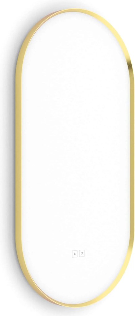 Nimco - Zrcadlo s LED osvětlením, 40x80 cm, dvěma dotykovými senzory, kartáčovaná zlatá ZPZ 62002LVX-Z