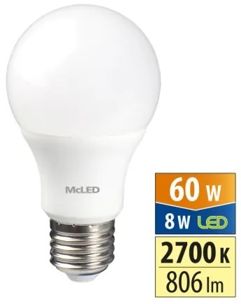 LED žárovka E27 McLED 8W (60W) teplá bílá (2700K) ML-321.094.87.0