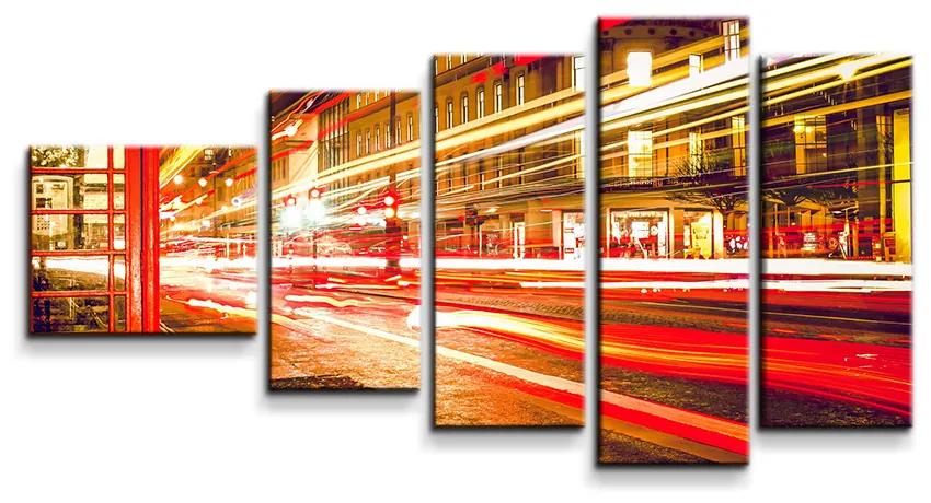Sablio Obraz - 5-dílný Noční Londýn - 100x60 cm