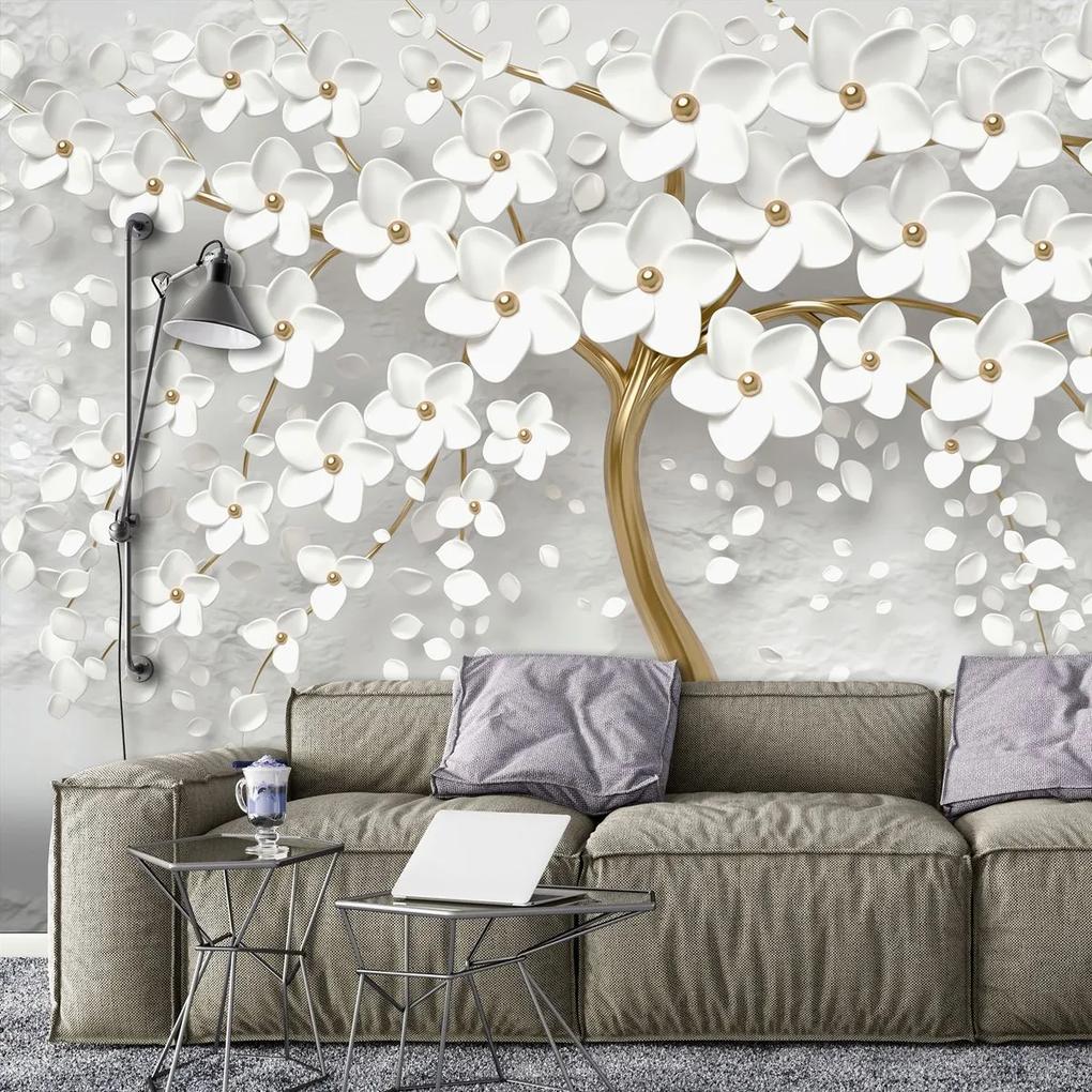 Fototapeta - Strom a bílé květy (152,5x104 cm)