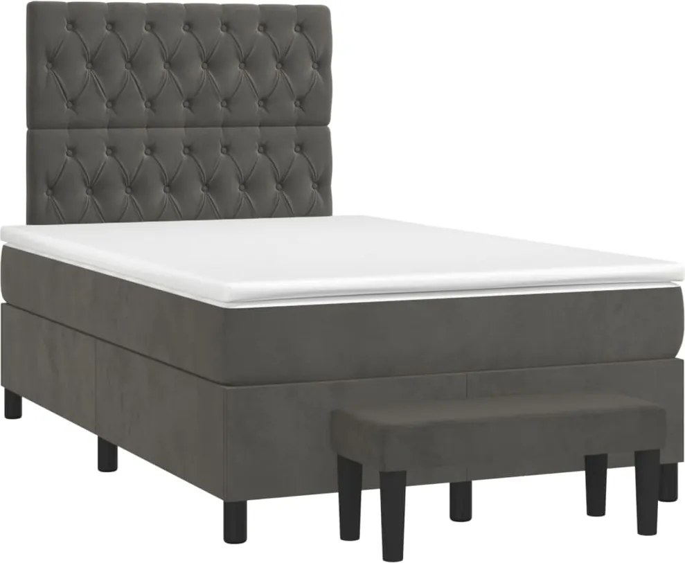 Box spring postel s matrací tmavě šedá 120 x 200 cm samet 3138014