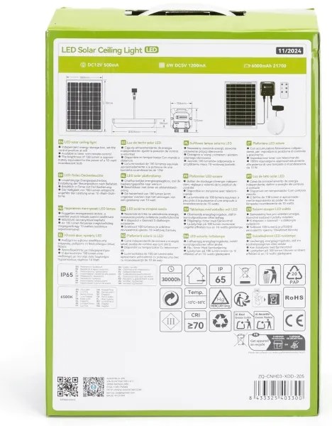 Aigostar - LED Solární svítidlo LED/70W/12V 6000 mAh 6500K pr. 20,5 cm