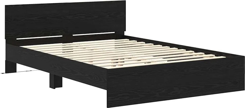Rám postele s LED pásky Černý dub 135 x 190 cm Kompozitní dřevo 3403576