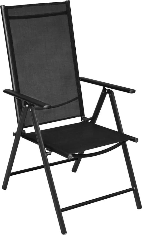 vidaXL Skládací zahradní židle 2 ks hliník a textilen [41730] Barva: Černá