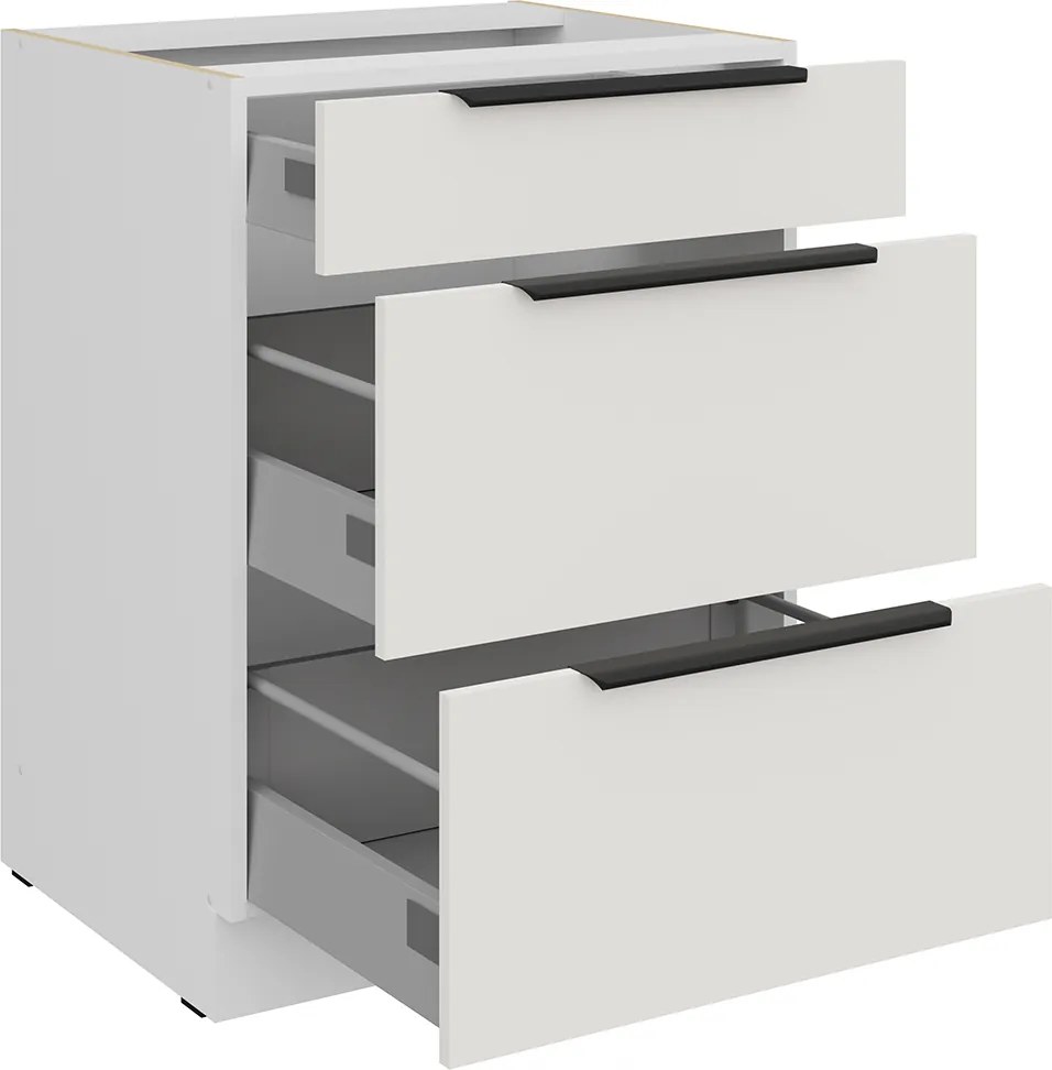 ARIA wh | dolní skříňka 60 D 3S zásuvková | 60 cm | PREMIUM BOX | bílá