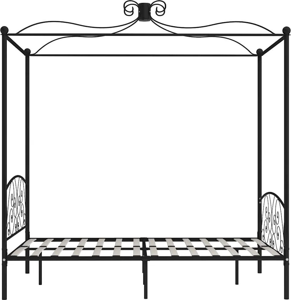 Rám postele s nebesy černý kovový 120 x 200 cm 284476