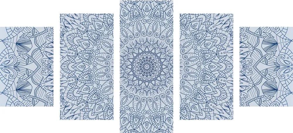 5-dílný obraz detailní ozdobná Mandala v modré barvě Varianta: 100x50