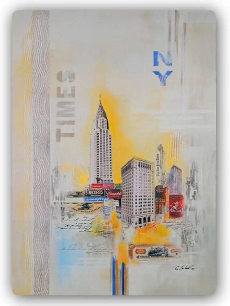 CARO Kovový obraz - City - Abstraction 40x60 cm