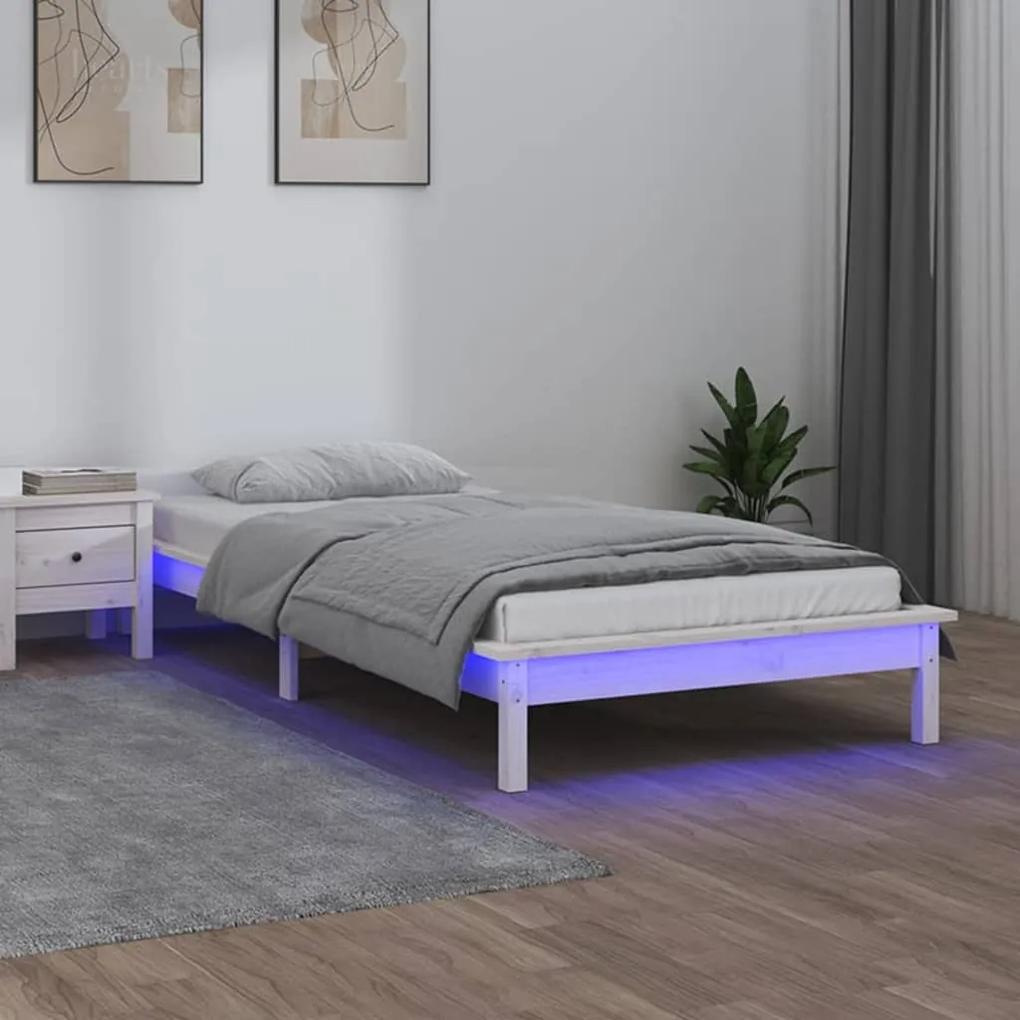 Rám postele s LED světlem bílý 90 x 190 cm Single masivní dřevo,  820637