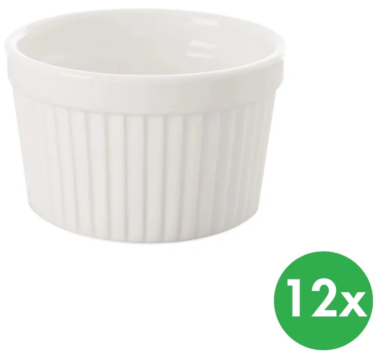 Miska zapékací, pr. 9 cm, v. 5,5 cm, porcelán, bílá, 12 ks