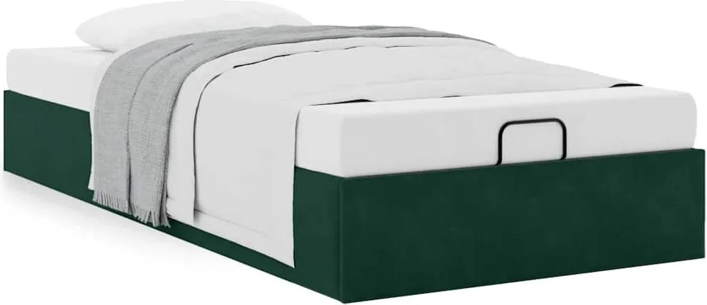 Osmanský rám postele bez matrace tmavě zelené 90x200 cm samet 3310940