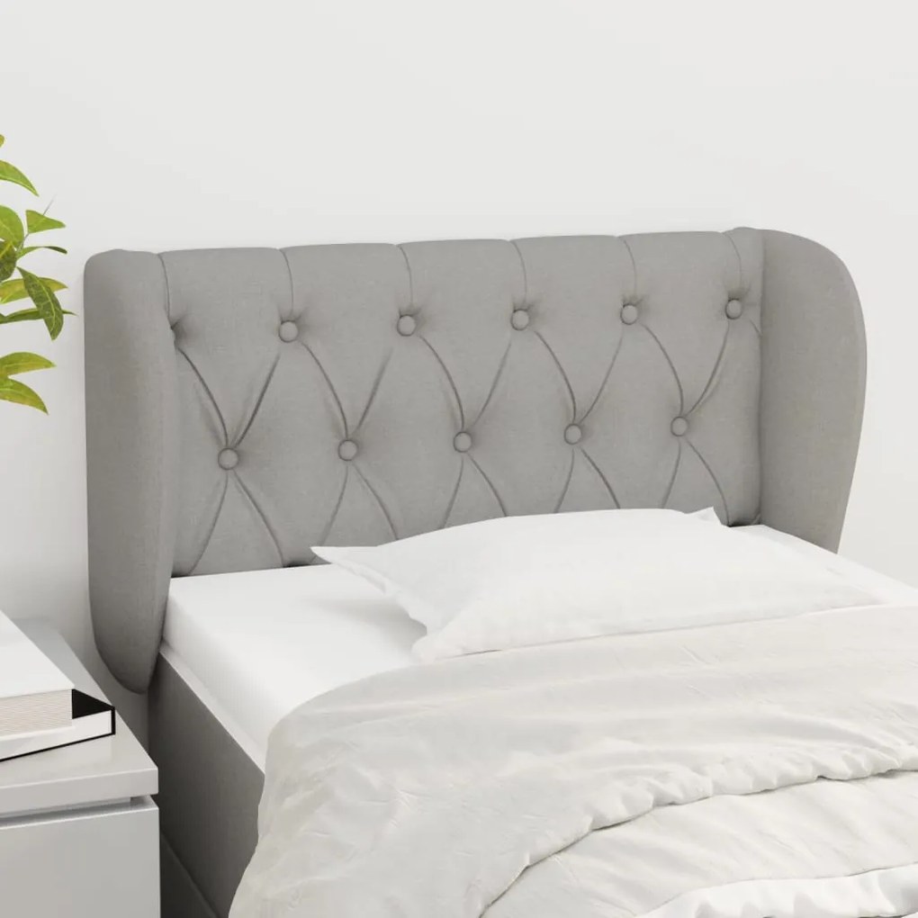 Čelo postele typu ušák světle šedé 83x23x78/88 cm textil 3117454