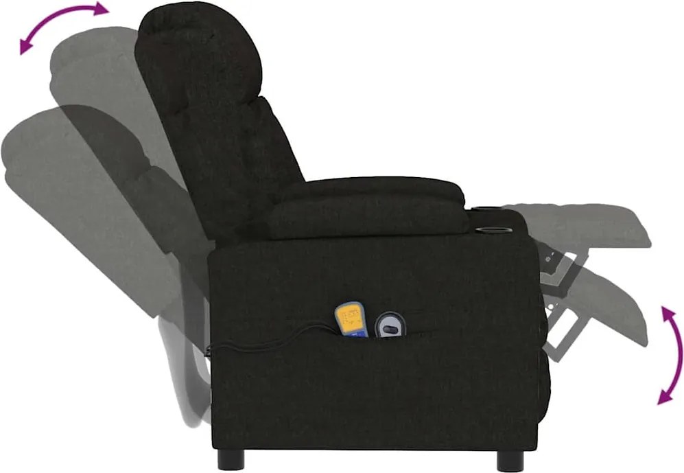Elektrické masážní křeslo černé textil 3098791