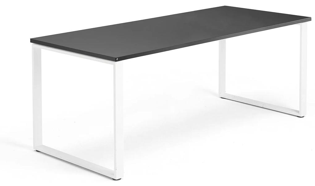 AJ Produkty Psací stůl MODULUS, O-podnož, 1800x800 mm, bílý rám, černá