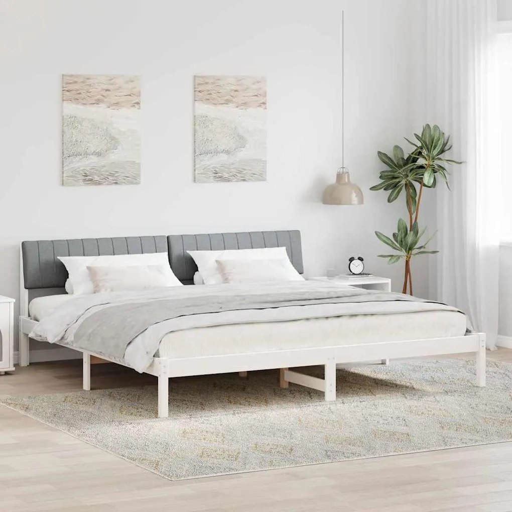 Rám postele s čelo Bílá a světle šedá 200 x 200 cm 3394352