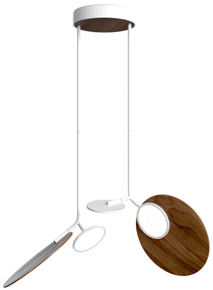 Závěsná lampa Ballon dvojitá, více variant - TUNTO Model: zlatý rám / 24k zlato, černý baldachýn, panel a baldachýn - ořechová překližka