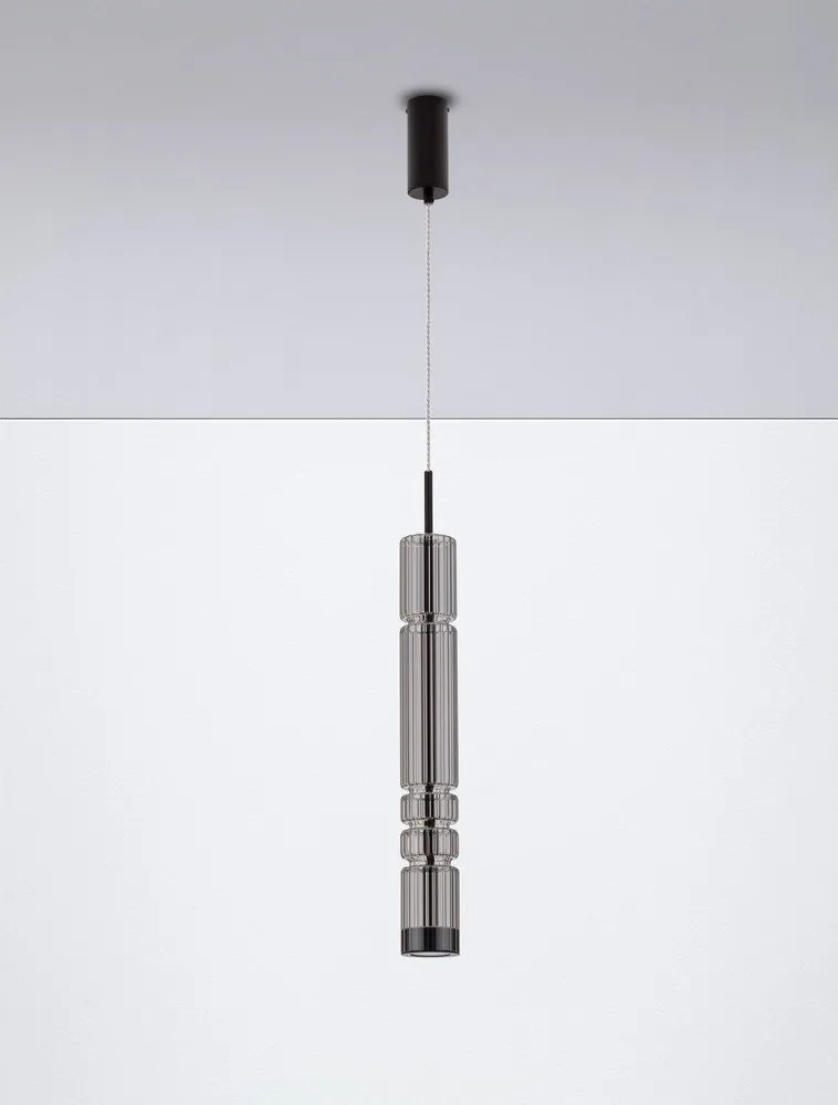 Šedé skleněné LED závěsné svítidlo ø 8 cm Bento – Nova Luce