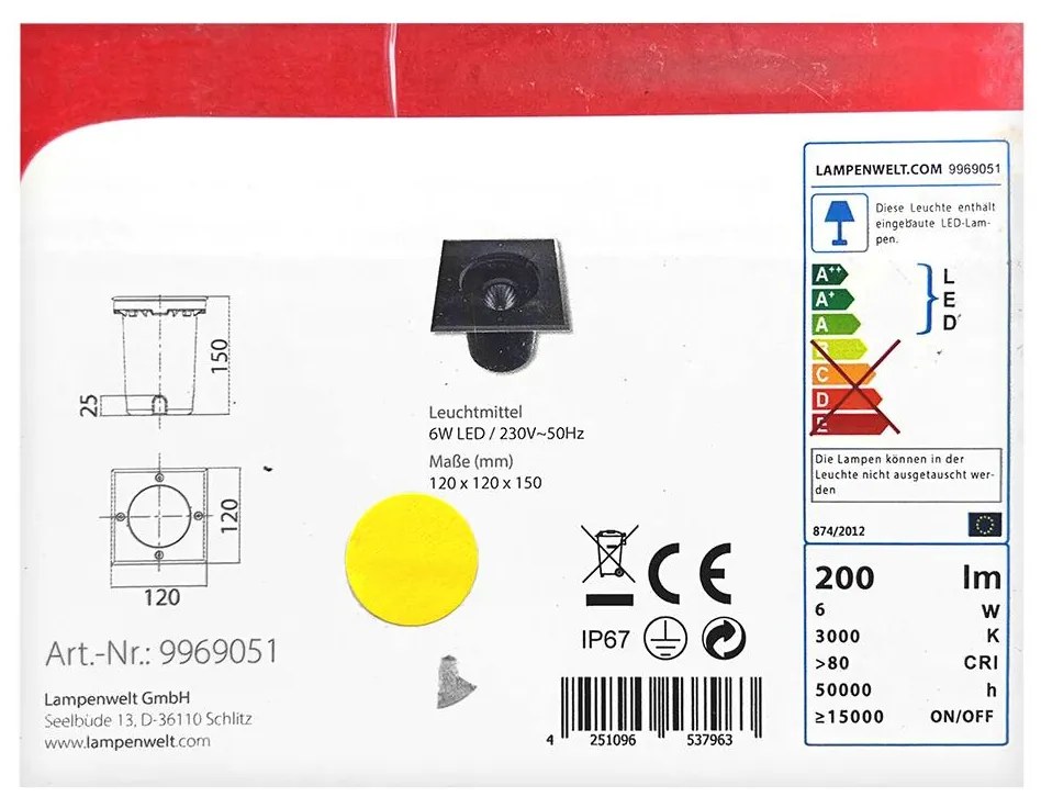 Lucande | Lucande - LED Venkovní zápustné svítidlo DORIS LED/6W/230V IP67 | LW0328