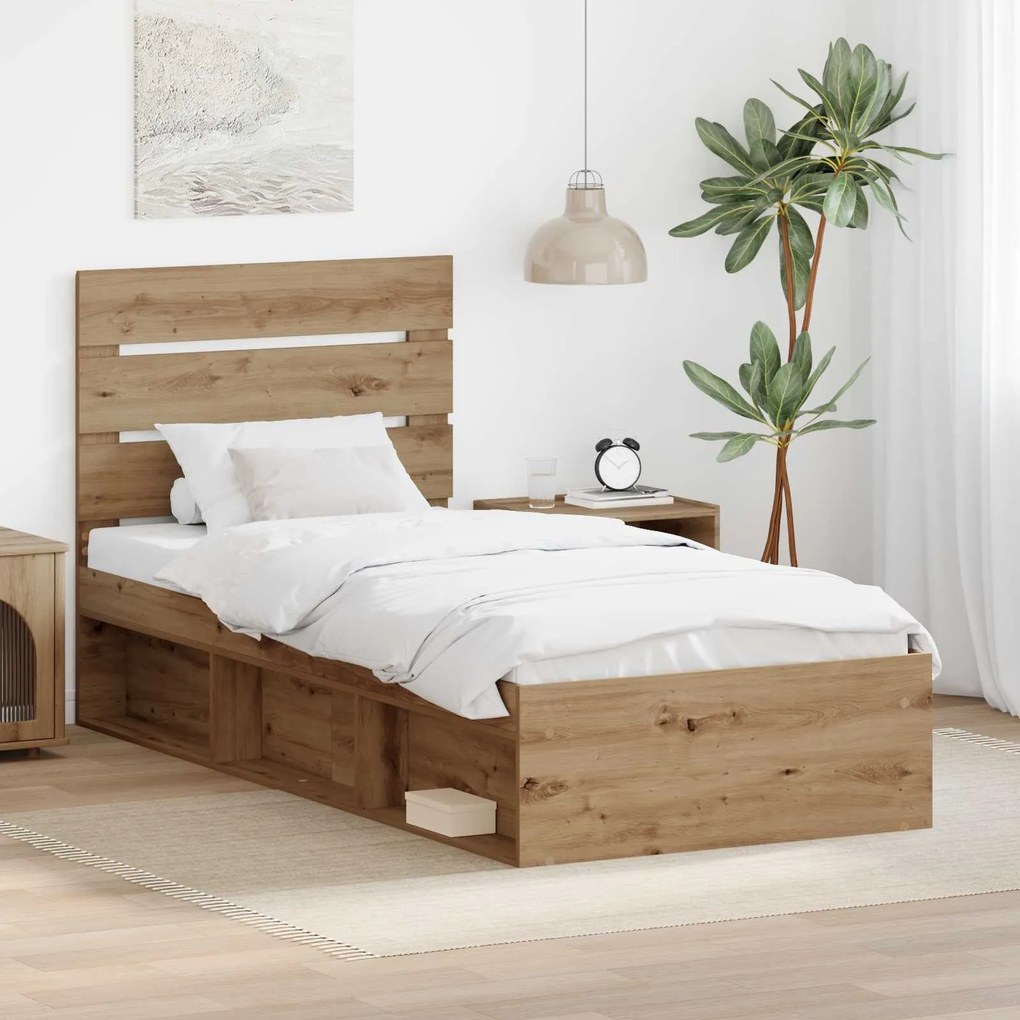 Rám postele Umělecký dub 75 x 190 cm Masivní borové dřevo 3411807