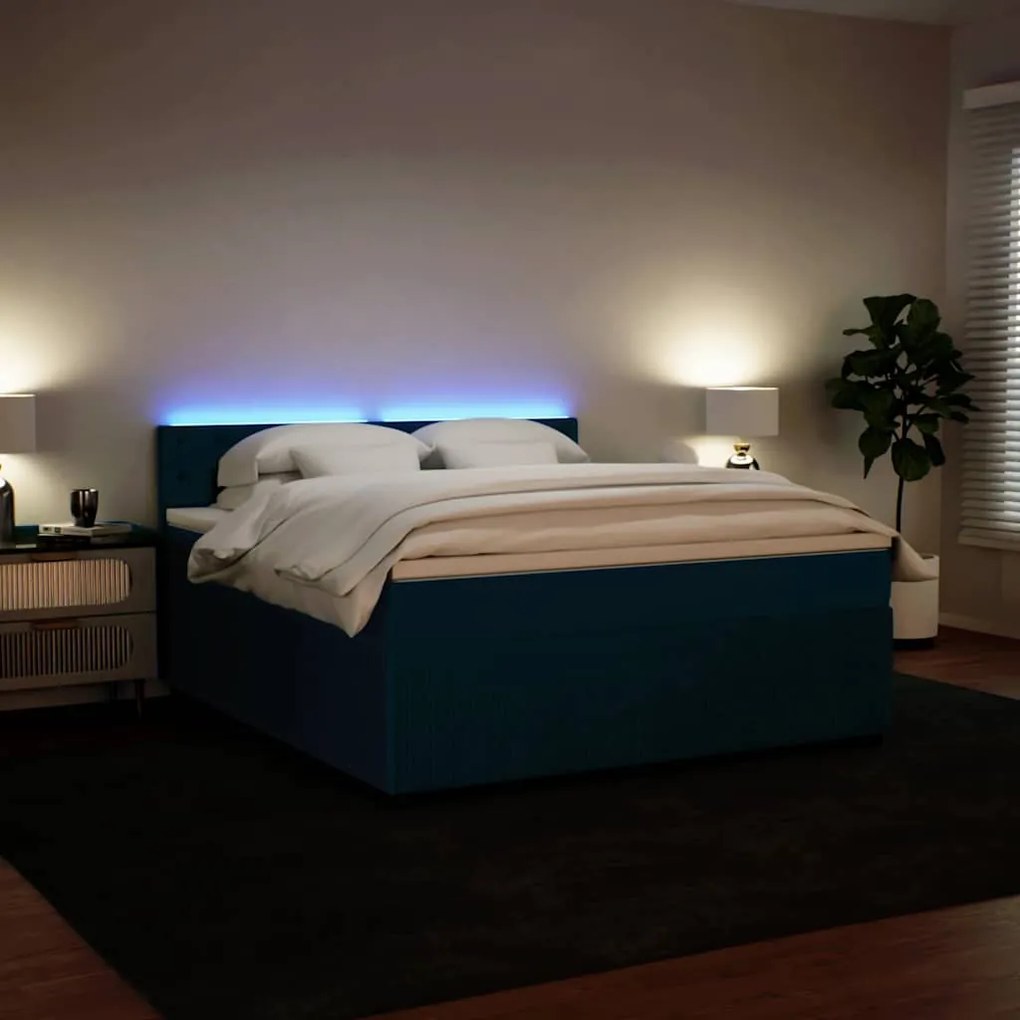 Box spring postel s matrací modrá 180 x 200 cm samet 3290122
