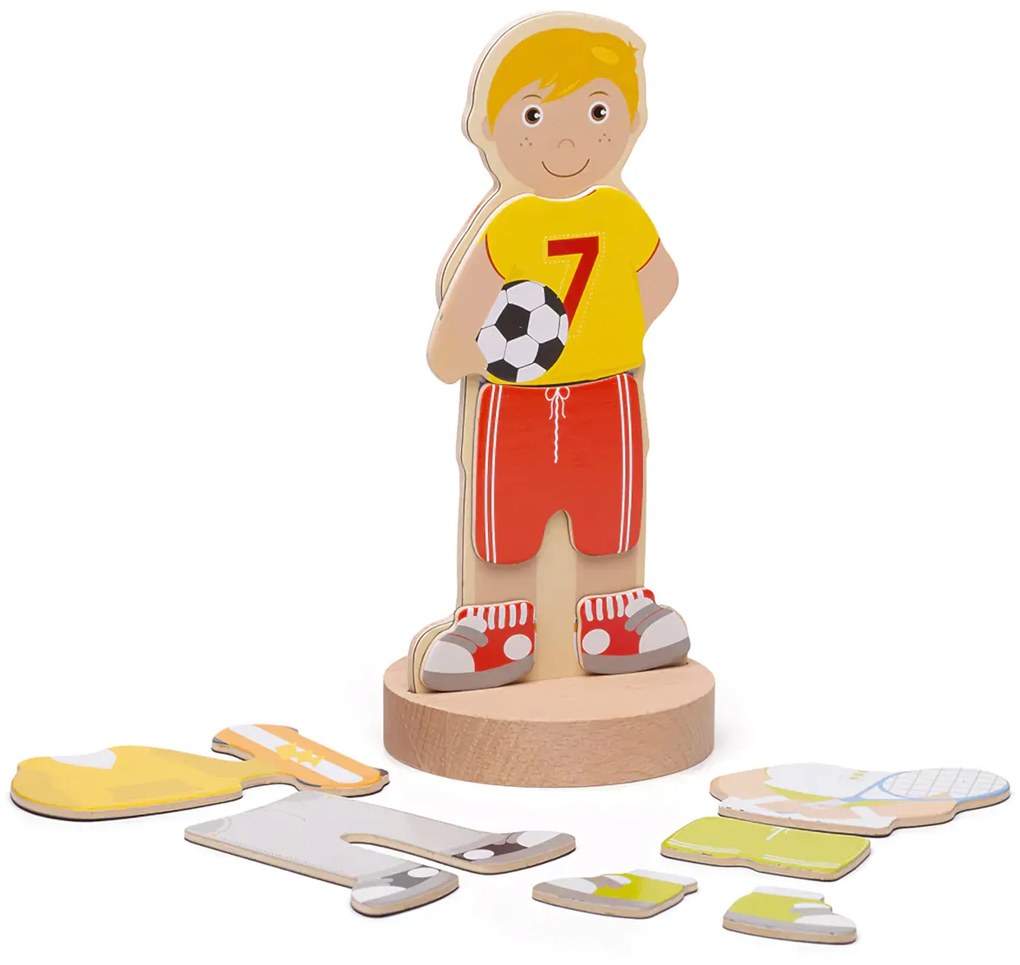Bigjigs Toys Magnetické oblékací puzzle sportovní aktivity