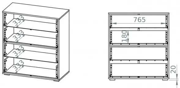Komoda SARPA 96x86 cm bílá/hnědá