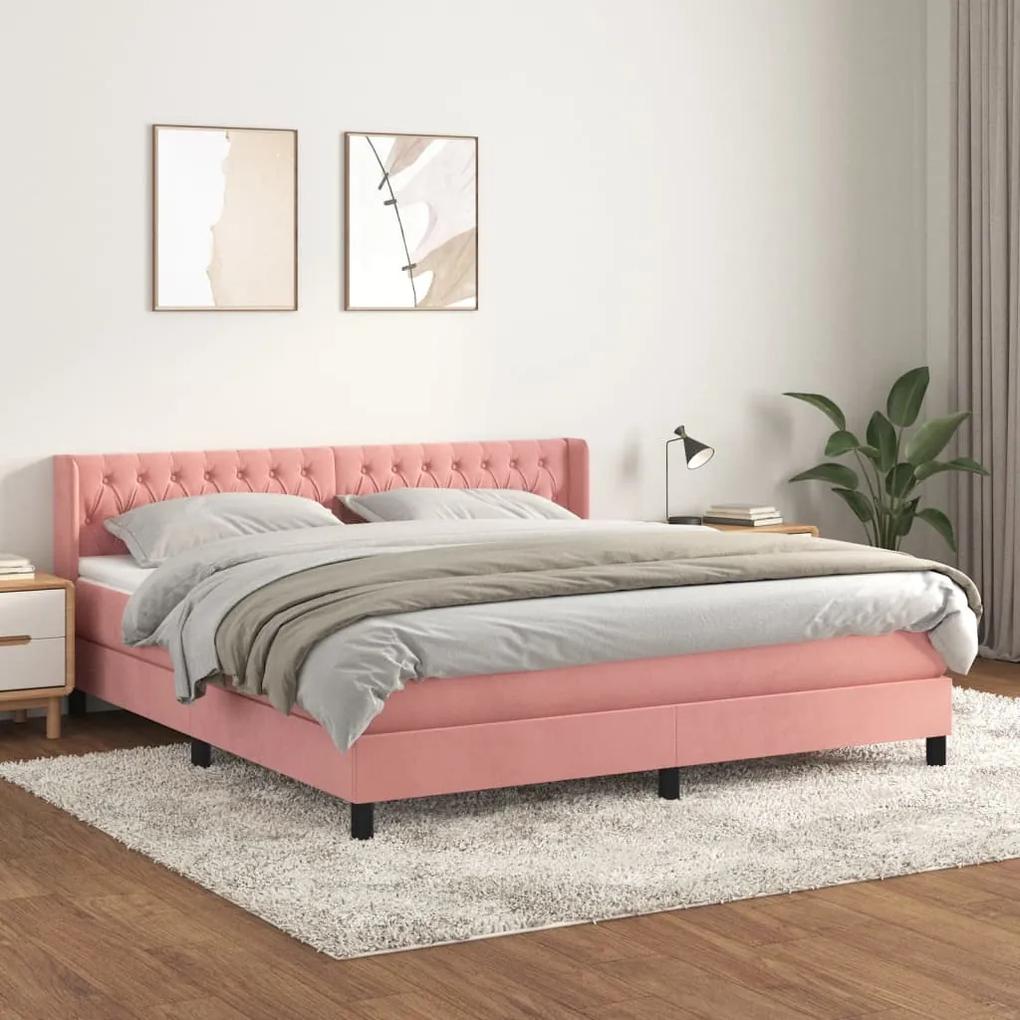 Box spring postel s matrací růžová 180x200 cm samet,  3131158