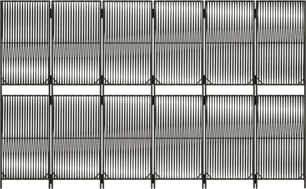 vidaXL Dělicí stěna 6 panelů polyratan [365386] Barva: Černá