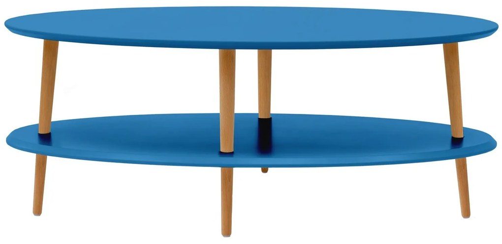 Ragaba Oválný konferenční stolek Otorten Low, 110x70x45 cm, nebeská modř/přírodní