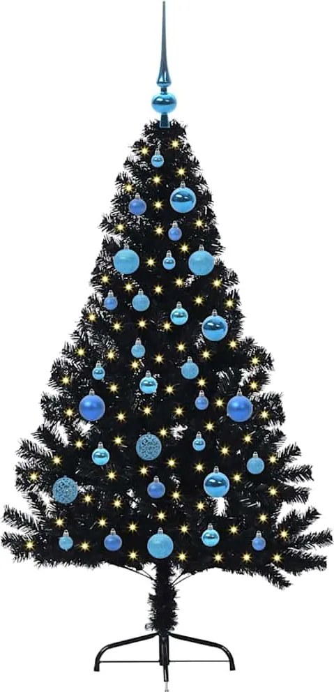 Umělý osvětlený vánoční stromeček Černá 150 cm PVC 3397135