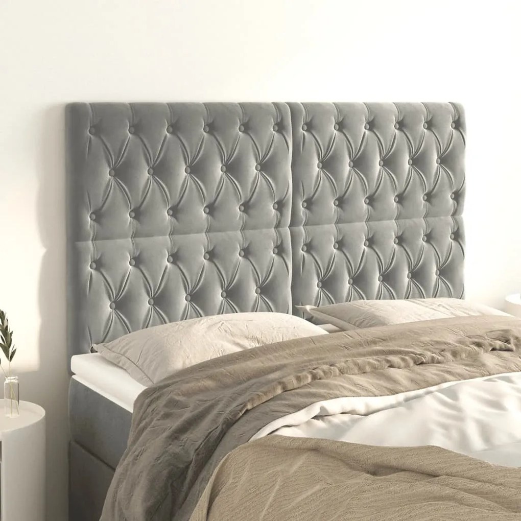 Čelo postele světle šedé 160x7x118/128 cm sametové 3116722