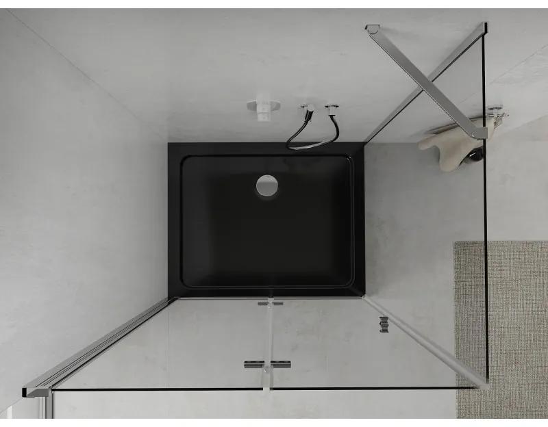 Mexen Lima skládací sprchový kout 120 x 90 cm, Průhledné, Chromovaná + sprchová vanička Flat, Černá - 856-120-090-01-00-4070